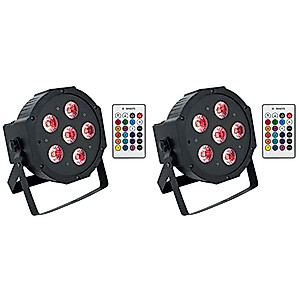 (2) Rockville Battery PAR 61 Rechargeable RGBWA+ DMX DJ Wash Lights+Remotes