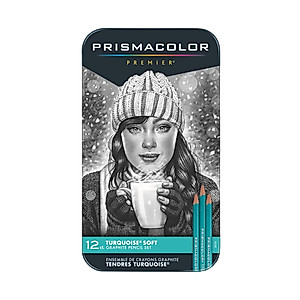 Prismacolor Premier Turquoise Graphite Sketching Pencils, Soft Leads, 12 Count