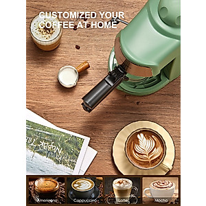 Ihomekee Espresso Machine, 3.5Bar Espresso and Cappuccino Machine with Fast Heating Function, 1-4 Cups Coffee Maker with Milk Frothing Function and Steam Wand (Green)