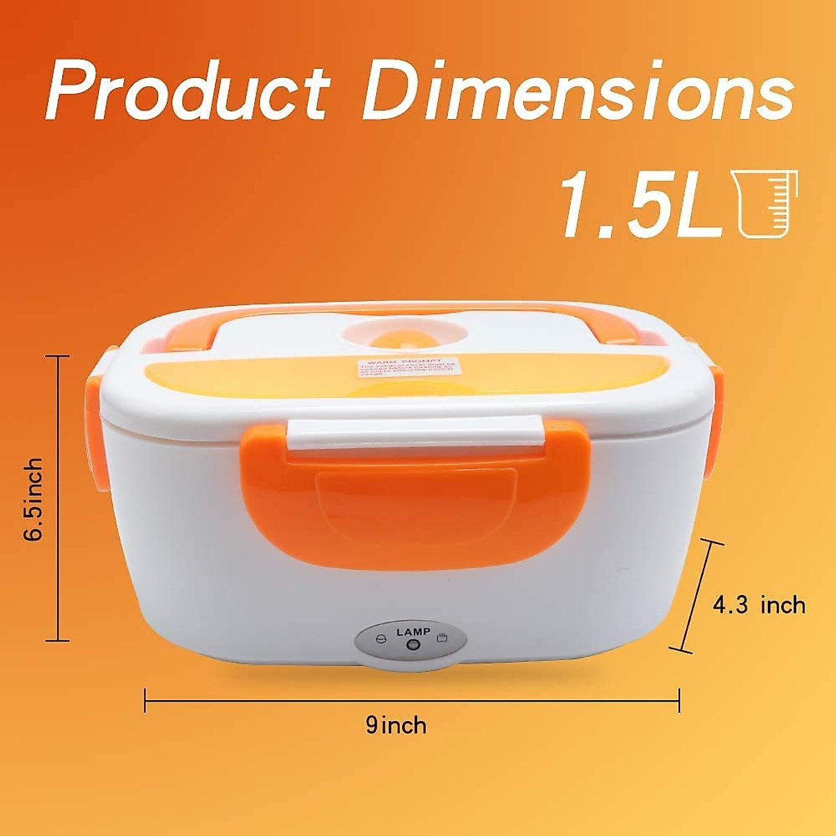 VIGIND Electric Lunch Box 2 in 1, Portable Food Warmer Heating,Food-Grade Container, 12V 110V 40W Adapter, Car Truck Home Work Use, Spoon and 2 Compartments Included (orange)