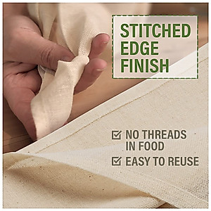 Organic Unbleached Cotton Cheesecloth for Straining - 2 Reusable Hemmed Squares, GOTS Certified, Fine Reusable Strainer – Large 23" x 23"