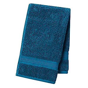 CANNON 100% Cotton Low Twist Hand Towels (18" L x 30" W), 550 GSM, Highly Absorbent, Super Soft and Fluffy (2 Pack, Peacock Blue)