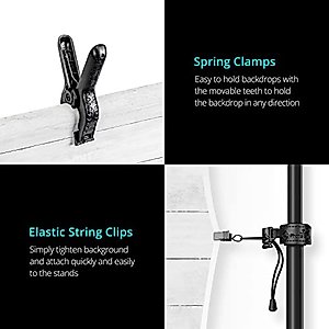 Julius Studio Heavy Duty 10 x 9.6 ft. (W x H) Backdrop Stand Background Support System Kit with Spring Clamps, Elastic String Clip, Sand Bag, Carry Bag for Photography, Events, JSAG660