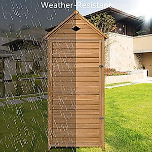 Goplus Outdoor Storage Shed Locker Wooden Hutch for Garden Yard Lawn