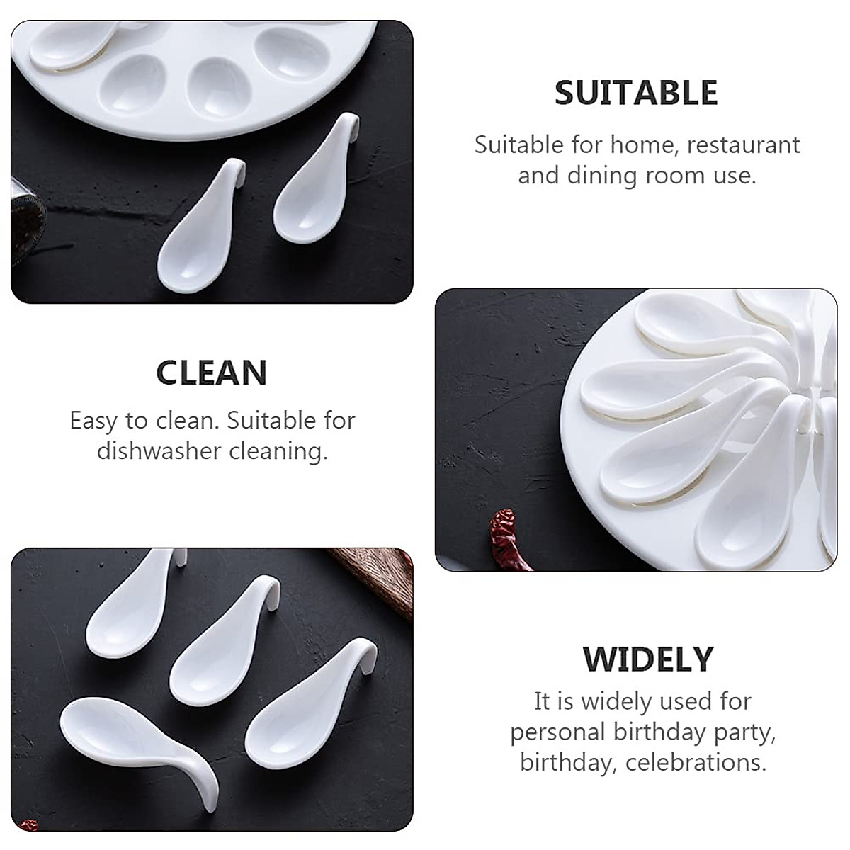 YARNOW Deviled Egg Tray Melamine Platter Serving Dish 12-Hole Porcelain Foie Gras Roe Spoon Meatballs and Shrimp Platter Tableware for Home Restaurant