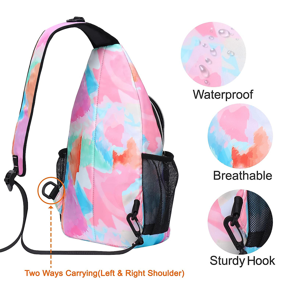 MOSISO Sling Backpack, Multipurpose Travel Hiking Daypack Rope Crossbody Shoulder Bag, Graffiti Art