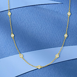 Ross-Simons 14kt Gold Bezel-Set Diamond Station Necklace