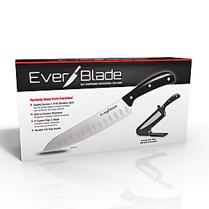 Ontel EverBlade Self Sharpening Professional Chef Knife, Deluxe Edition with Non-Stick Surface, German Steel Kitchen Knife in Knife Block with Convex Edge for Easy Slicing, Versatile & Durable