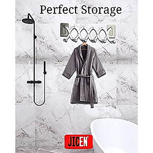 Jicen Over The Door Hooks, Extendable to 23" Wide Towel Holder for Bathroom, Made of Thickened Stainless Steel Door Mount Towel Rack, Towel Rack with Up to 6 Hooks, Easy to Install Towel Hooks.