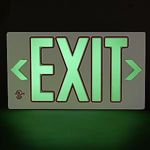 UL Listed 50 foot Jessup Glo Brite 7130-B Exit Sign, Single Sided with Frame, White with Red Outline, 8.75-Inch x 15.5-Inch (Mounts 4 ways, includes bracket and arrows)