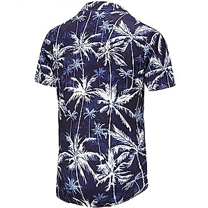 KYKU Mens Summer Shirts Soft Hawaiian Shirt Button Down, Palm Tree Blue, Medium