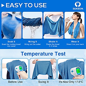 Sukeen Cooling Towel,Instant Evaporative Cooling for Sports,Yoga,Golf,Gym,Neck,Workout and More(40”x 12”)