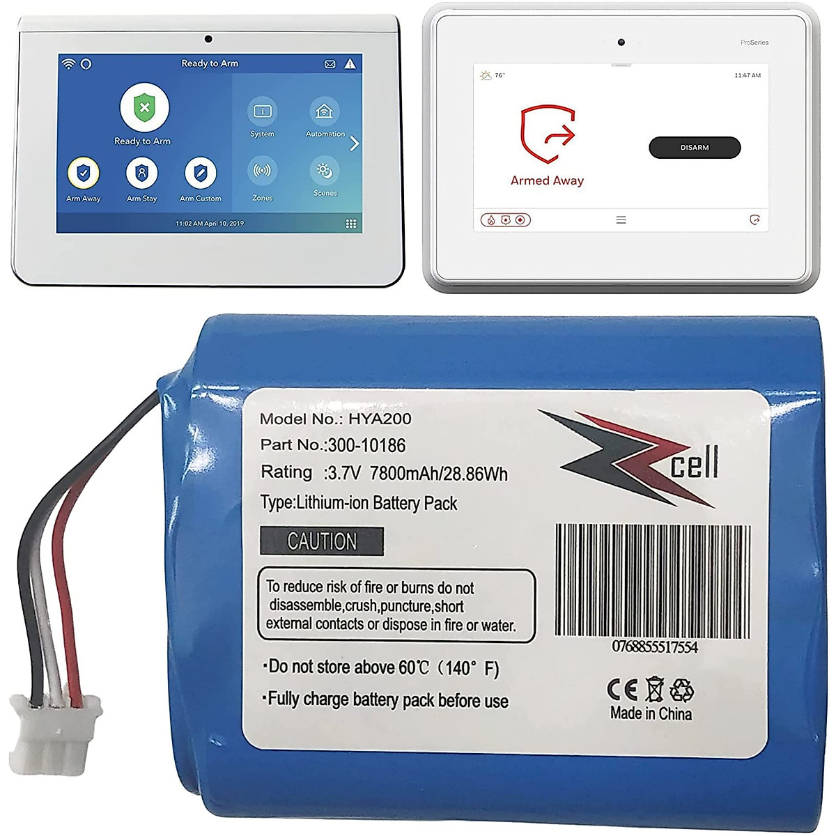 ZZcell® Battery Replacement for ADT Command Smart Security Panel ADT7AIO, ADT5AIO, Honeywell Pro 7, AI05-2, AIO7-1, AIO7-2, 300-10186 Alarm 3.7V 7800mAh
