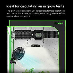 VIVOSUN AeroWave A6 6-Inch Clip-on Fan, Patented Portable Indoor Fan with Clip, 2-Speed Adjustment, Cord, Strong Airflow but Low Noise, and Fully-Adjustable Tilt for Grow Tent, Black
