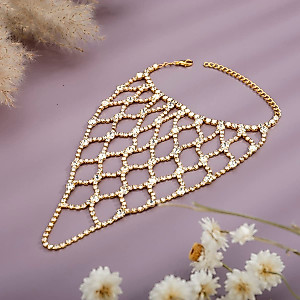 Xerling Iced Out Rhinestones Bracelets Finger Ring Women's Hand Harness Bridal Hand Chains Bracelets for Girls Gold Hand Accessories (Gold)