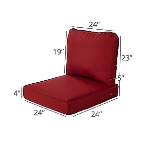 Quality Outdoor Living All- Weather Patio Chair Deep Seat and Back Cushion, 24x24, Red 4 Sq Ft