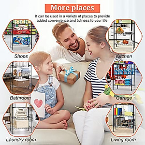 PIKAQTOP 5-Tier Heavy Duty Metal Shelves for Storage Kitchen Garage (750LBS Capacity), Industrial Commercial-Grade Shelves w/Wheels & Leveler Feet, Height Adjustable Wire Rack Shelving for Pantry