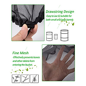 Mesh Cover for Rain Barrels - 2pcs 39in Rain Barrel Netting with Drawstring, Water Collection Buckets Tank Protector Screen for Preventing Fallen Leaves in Outdoor Garden Eaves