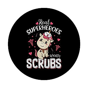 Nurse Real Superheroes Wear Scrubs Nursing CNA RN Unicorn PopSockets Swappable PopGrip