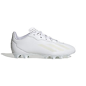 adidas X Crazyfast.4 Firm Ground Cleats Sneaker, White/White/White, 12 US Unisex Little Kid