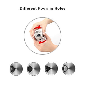 Elegant Salt and Pepper Shakers with Adjustable Pour Holes - Set of 2 - Premium Stainless Steel and Glass - Perfect Spice Dispenser Set for Your Delicious Meals