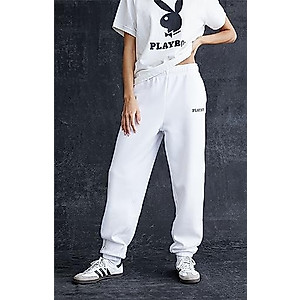 PacSun Playboy Women's Bunny Sweatpants - White Size Medium