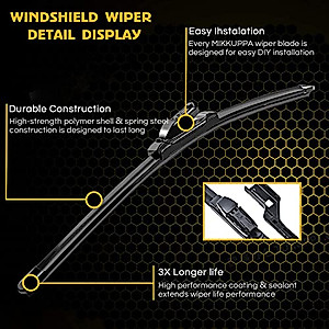 MIKKUPPA Windshield Wiper Blades - Wipers Blade Replace for 2005-2012 Volvo S40, 2010-2019 S60, 2006-2016 S80, 26" + 20" Windshield Wipers for Driver, Passenger Blade Top Lock