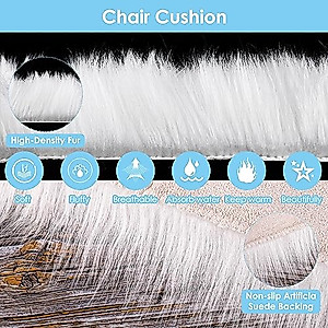 WLLHYF White Faux Fur Rug, 20x12inch Ultra Soft Area Rugs Small Luxury Fluffy Rugs for Bedroom Bedside Rug Furry Carpet Living Room Carpet for Dorm Home Decor (White)