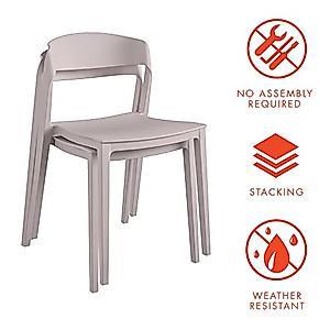 Cosco Outdoor/Indoor Stacking Resin Chair with Ribbon Back, 2-Pack, Pink