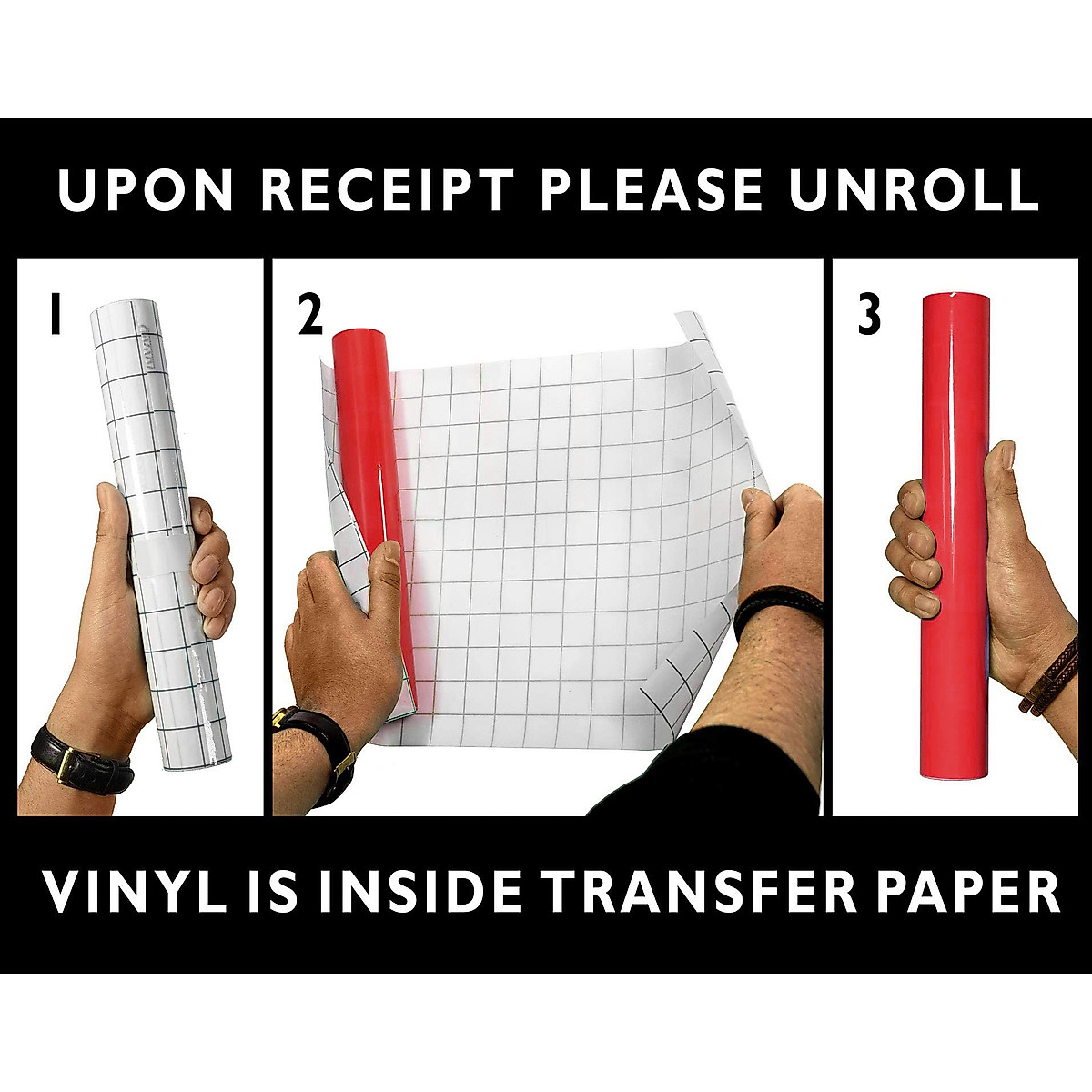 VViViD DECO65 12" x 5ft 3 Craft Vinyl Roll Bundle Includes 12" x 24" Transfer Paper Roll and 2 Precision Hooks for Weeding - M0