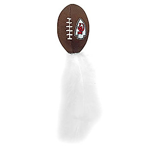 BEST PLUSH CAT TOY: NFL KANSAS CITY CHIEFS Complete Set of 3 piece Cat Toys filled with Fresh Catnip. Includes: 1 Helmet Cat Toy, 1 Football Cat Toy with Feathers & 1 Beer Bottle. Beautiful Team LOGOS