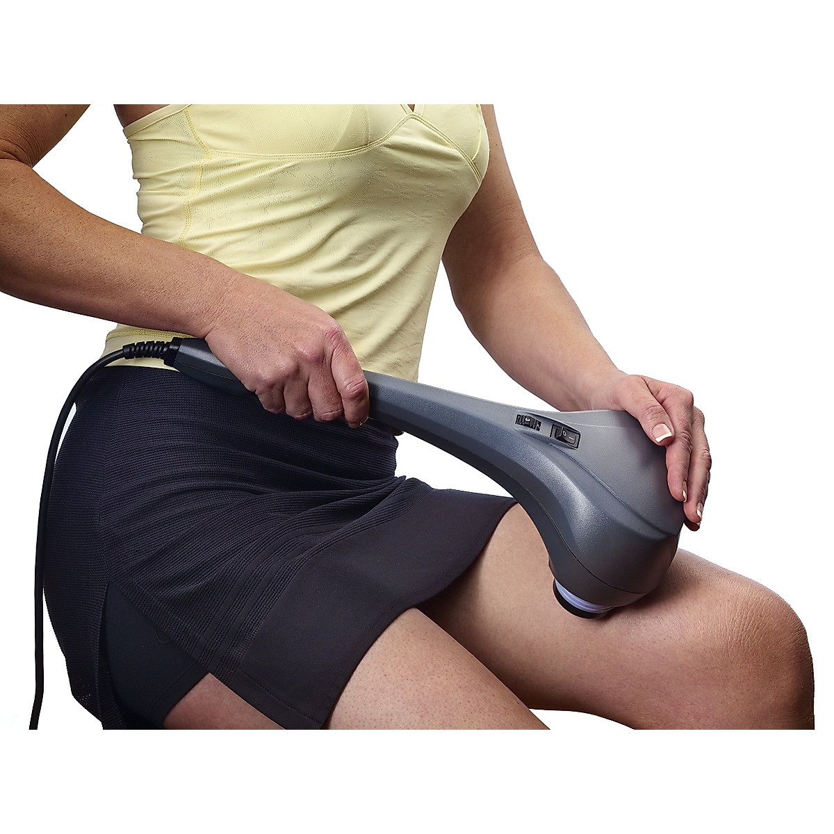 Thumper Sport Percussive Massager - Deep tissue home use massager for muscles, back, shoulders, legs, arms. Portable percussive therapy action electric handheld massager with long handle