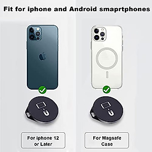 QKOO Dual Magnetic Movable Phone Holder Compatible with MagSafe for iPhone 12/13/14 Series, MagSafe Case, MagSafe Ring for More Phone