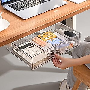 submatches Under Table Desk Drawer Storage Organizer, Attachable Under Desk Storage Drawer, Strong Adhesive Under Desk Pencil Drawer Slide Out, Add a Desk Drawer Hidden Under Mounted (Extra Large)