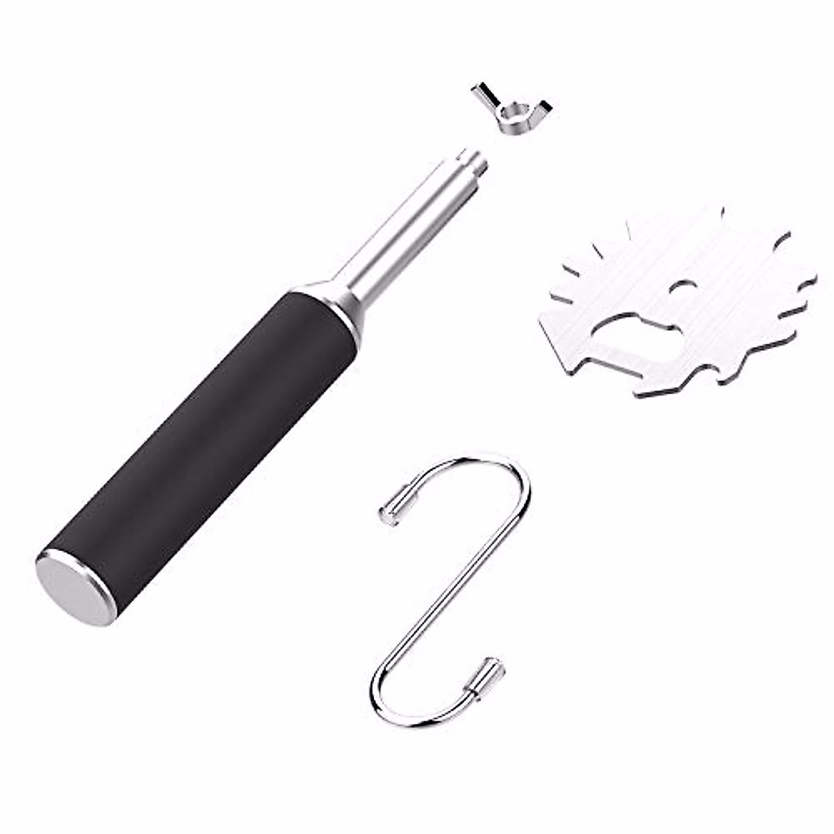 BBQ Grill Scraper -Stainless Steel Barbecue Grill Grate Cleaner-Unique Long Handle Design BBQ Cleaning Tools-Safer Than Wire Brush-Works with Most Grill Grates (Silvery)