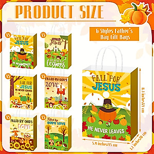 Motiskyy 30 Pcs Thanksgiving Day Gift Bags Religious Paper Bags with Handles Fall Gift Bags Fall Christian Jesus Treat Gift Bag for Harvest Party VBS Church Supplies Decoration, 8.3 x 5.9 x 3.2 Inch