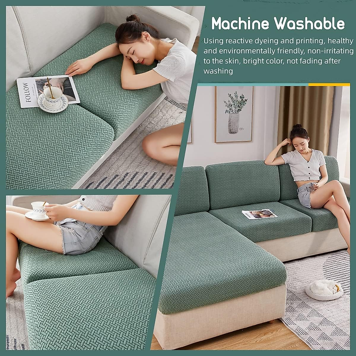 Jonuiony Universal Sofa Slipcover, 2024 New Wear-Resistant Sofa Cover, L Shape Sectional Couch Covers, Couch Cover for 4 Cushion Couch, High Stretch Furniture Protector(A-White,Large Four Seat)