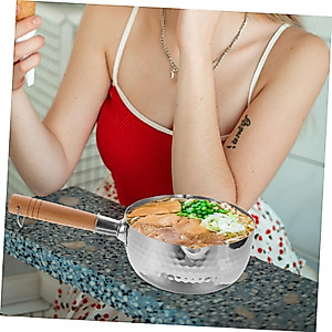 SHOWERORO Stainless Steel Snow Pan Metal Sauce Pan Japanese Pot Ramen Cooker Japanese Saucepan Yukihira Saucepan Stainless Steel Yukihira Pan Nonstick Sauce Pan Milk Non Stick Pan Baby Wood