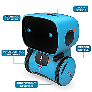 GILOBABY Kids Robot Toys, Interactive Robot Companion Smart Talking Robot with Voice Control Touch Sensor, Dancing, Singing, Recording, Repeat, Birthday Gifts for Boys Ages 3+ Years (Blue)