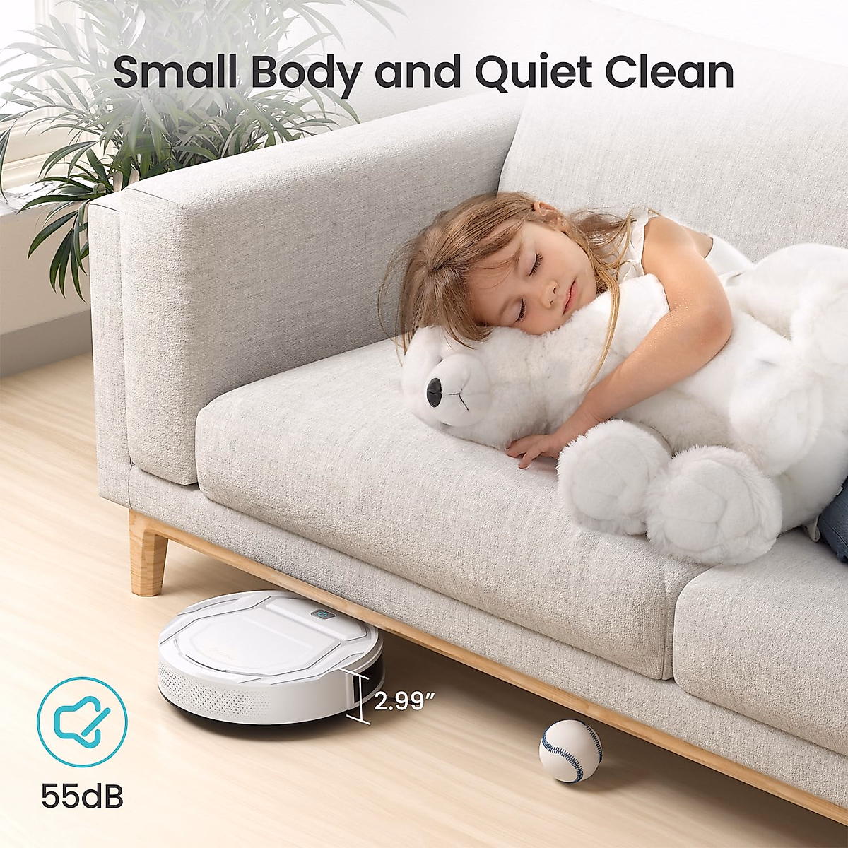 Lefant Robot Vacuum Cleaner, Tangle-Free, Strong Suction, Slim, Low Noise, Automatic Self-Charging, Wi-Fi/App/Alexa Control, Ideal for Pet Hair Hard Floor and Daily Cleaning, M210 White