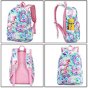 Bluboon School Backpack for Girls Teens Bookbag Set Laptop Backpack Lunch Box with Pencil Bag (Tie Dye Blue)
