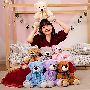 MorisMos 7 Packs Teddy Bears Bulk-14 Inch Bulk Teddy Bear Stuffed Animals in 7 Colors, Plush Teddy Bears Baby Shower for Girl Boy,Small Teddy Bear Stuffed Animals Wholesale for Birthday Christmas
