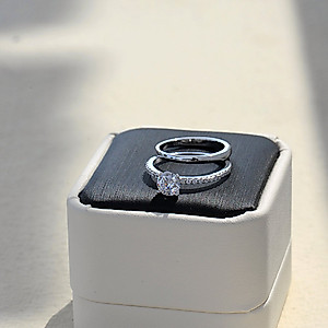 LEMON GRASS 1 Ct Halo Solitaire Cubic Zirconia Promise Engagement Ring 925 Sterling Silver Ring Size 7