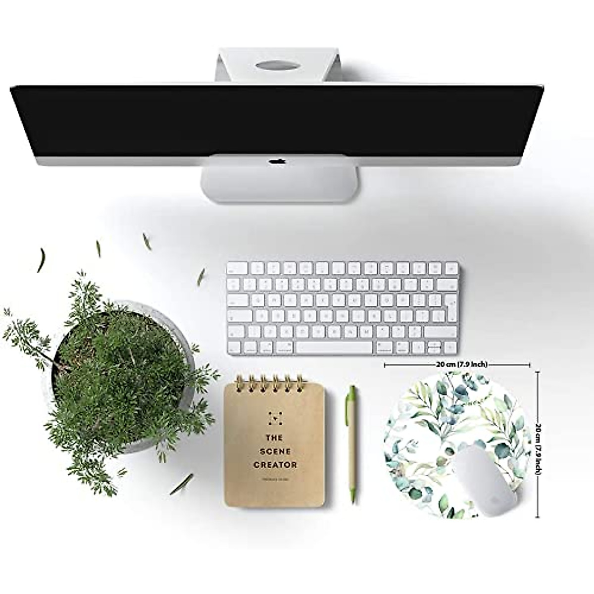 Armanza Mouse Pad, Cute Mousepad with Design, Round Grass Leaves Mouse Mat, Small Non-Slip Rubber Gaming Mouse Pads, Office Home Personalized Mouse Pad