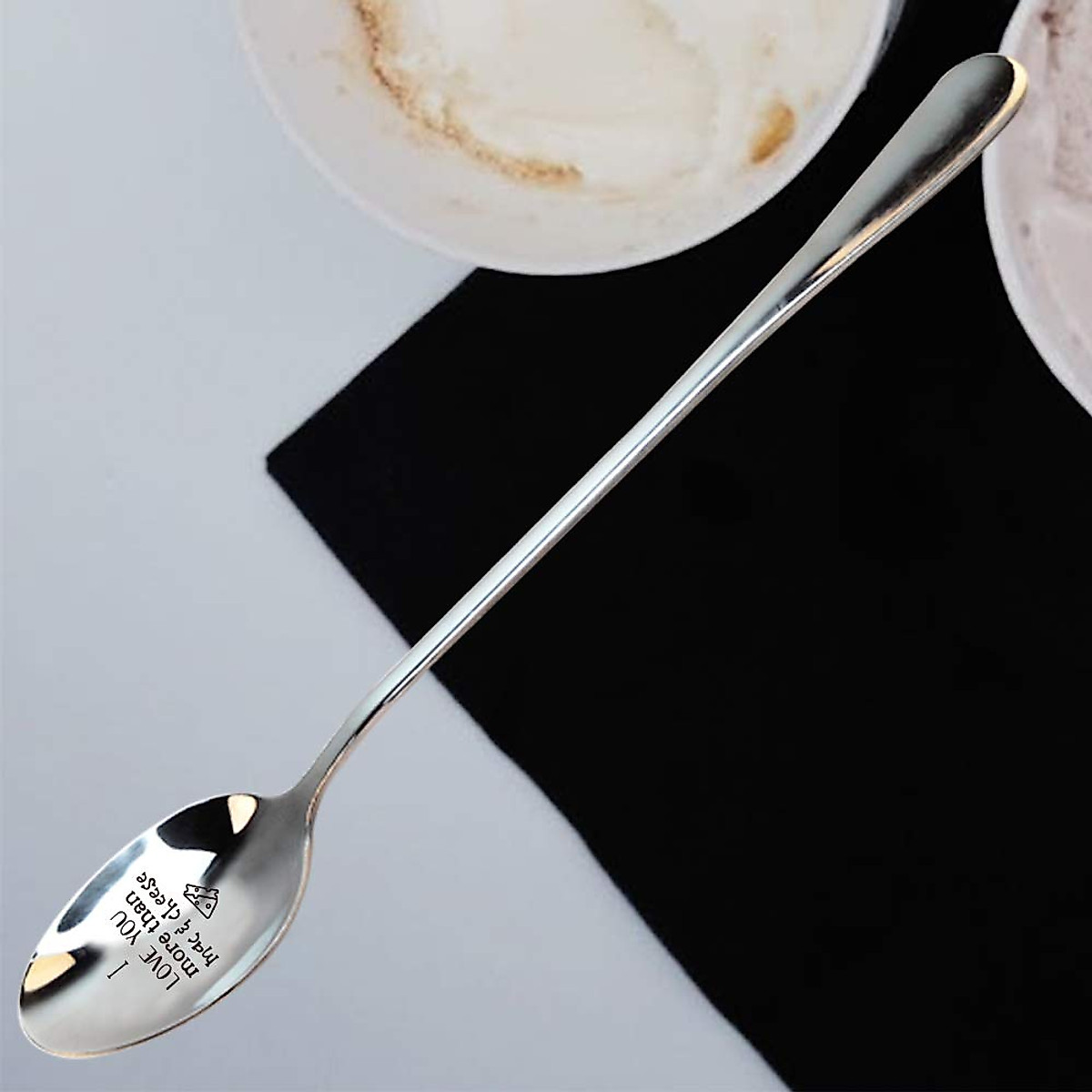 THREE HUMAN I love you more than mac and cheese Funny Engraved Spoon, Gift for Lover, Father, Mother, Friends, Funny Kitchen Joke, Thanksgiving Gifts