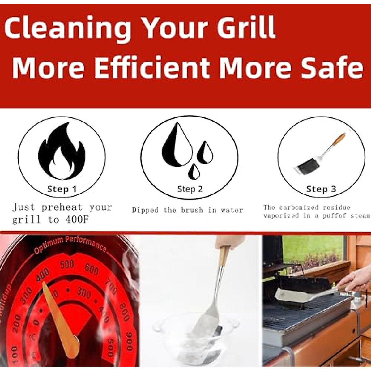 XUDAKAIXIN Upgraded Grill Brush Bristle Free,Unique Steel Fibers pad Perfect for Cast Iron/Stainless-Steel Grates, with 1 Replaceable Cleaning Head,Safe grill brush for outdoor grill,Gifts for Men/Dad