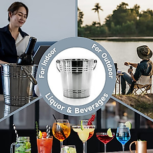 Ice Bucket Insulated Stainless Steel Keep Ice Frozen Longer Ideal for Cocktail Bar, Parties, Chilling Wine, Champagne - 3 Liter (Stainless Steel)