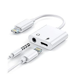 [Apple MFi Certified] Headphone Adapter for iPhone，2 in 1 Lightning to 3.5mm Aux Audio Dongle Headphone Accessories Compatible with iPhone 14/13/XR/X 8 7/iPad Audio Earphone Adapter for All iOS System