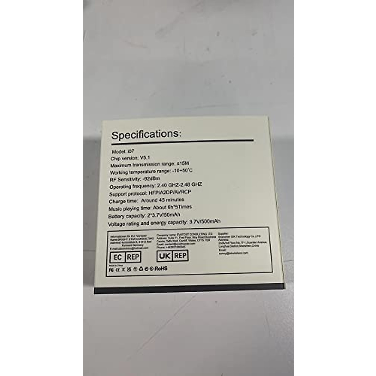 Wireless Earbud, Bluetooth Headphones in Ear Noise Cancelling Mic Mini Ear Buds, Bluetooth 5.1 Light Weight Deep Bass, IP7 Waterproof Wireless Headphones, 30H Playtime for Workout/Home/Office, Black