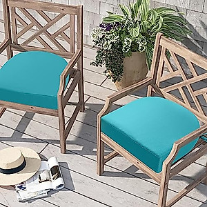 idee-home Outdoor Chair Cushions Set of 2, Thick 3" Patio Chair Cushions for Outdoor Furniture Waterproof with Ties, Outdoor Seat Cushion, Patio Chair Pads Dining Chair 17" x 16" x 3" Blue